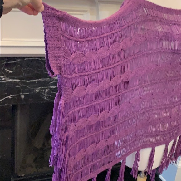Vertigo | Tops | Vertigo Batwing Open Weave Fringed Purple Top | Poshmark
